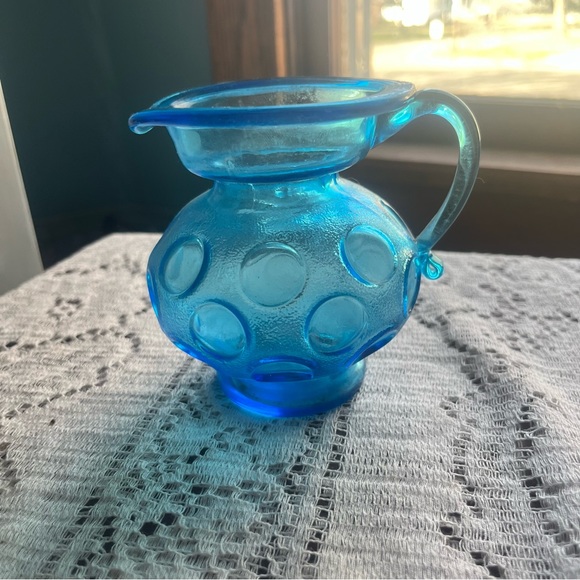 Dining | Vintage Small Light Blue Moldblown Coin Dot Glass Pitcher ...